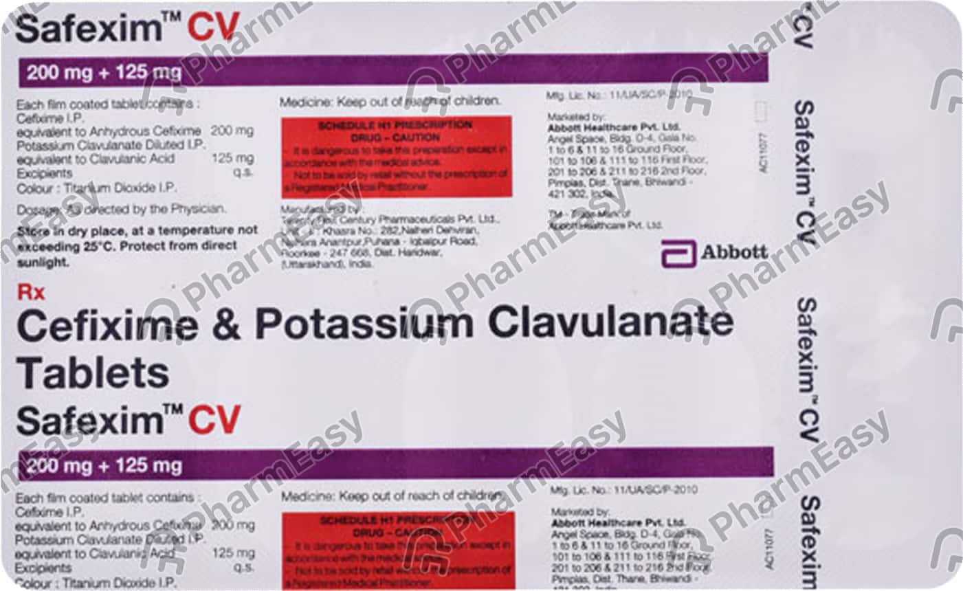 Safexim Cv Strip Of 10 Tablets: Uses, Side Effects, Price & Dosage ...
