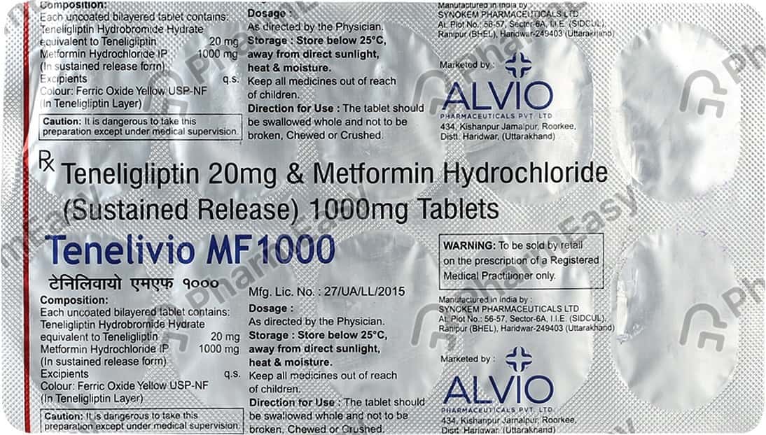 Tenelivio Mf 1000mg Strip Of 10 Tablets: Uses, Side Effects, Price ...