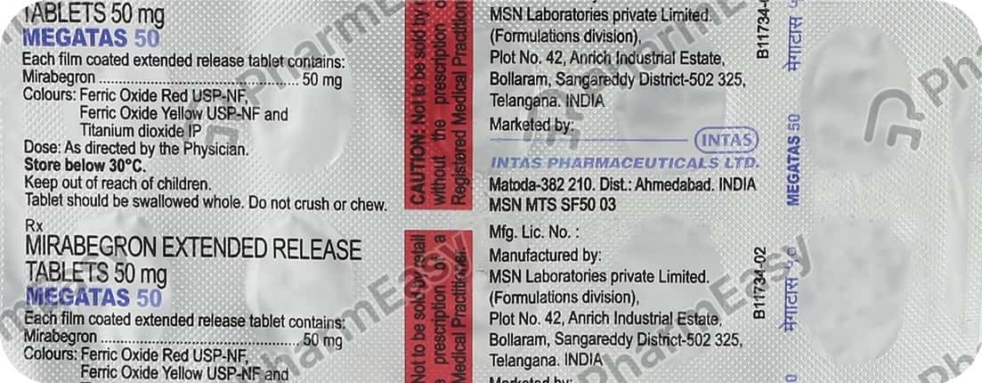 Megatas 50 MG Tablet (10): Uses, Side Effects, Price & Dosage | PharmEasy