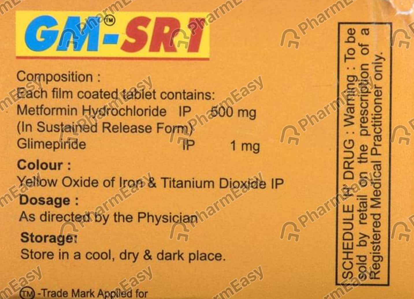 Gm Sr 1mg Strip Of 10 Tablets: Uses, Side Effects, Price & Dosage ...