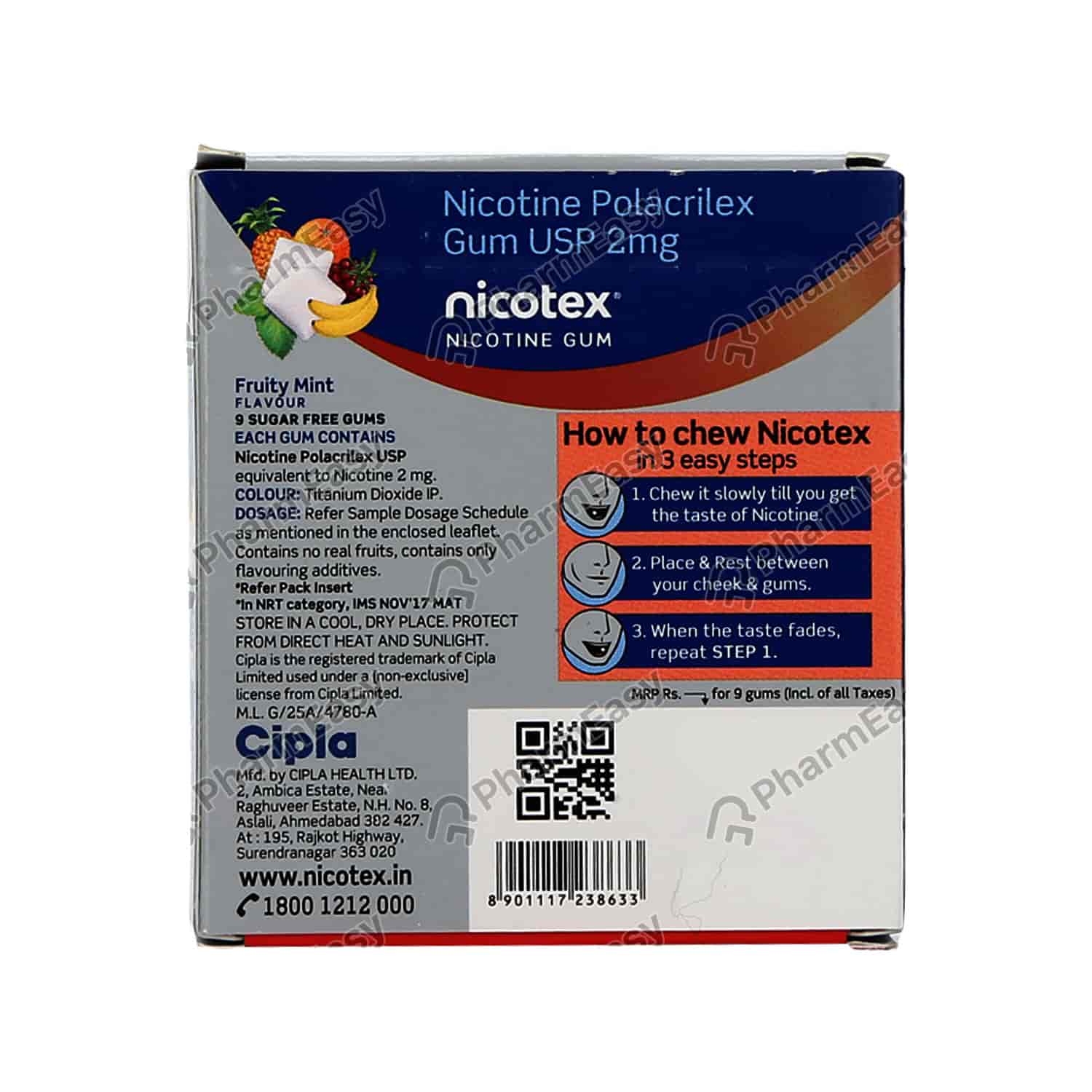 Buy Nicotex 2mg Fruity Mint Nicotine Gums Sugar Free Strip Of 9 'S ...