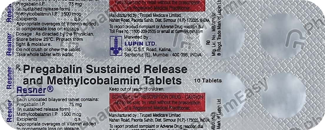 Resner Strip Of 10 Tablets: Uses, Side Effects, Price & Dosage | PharmEasy