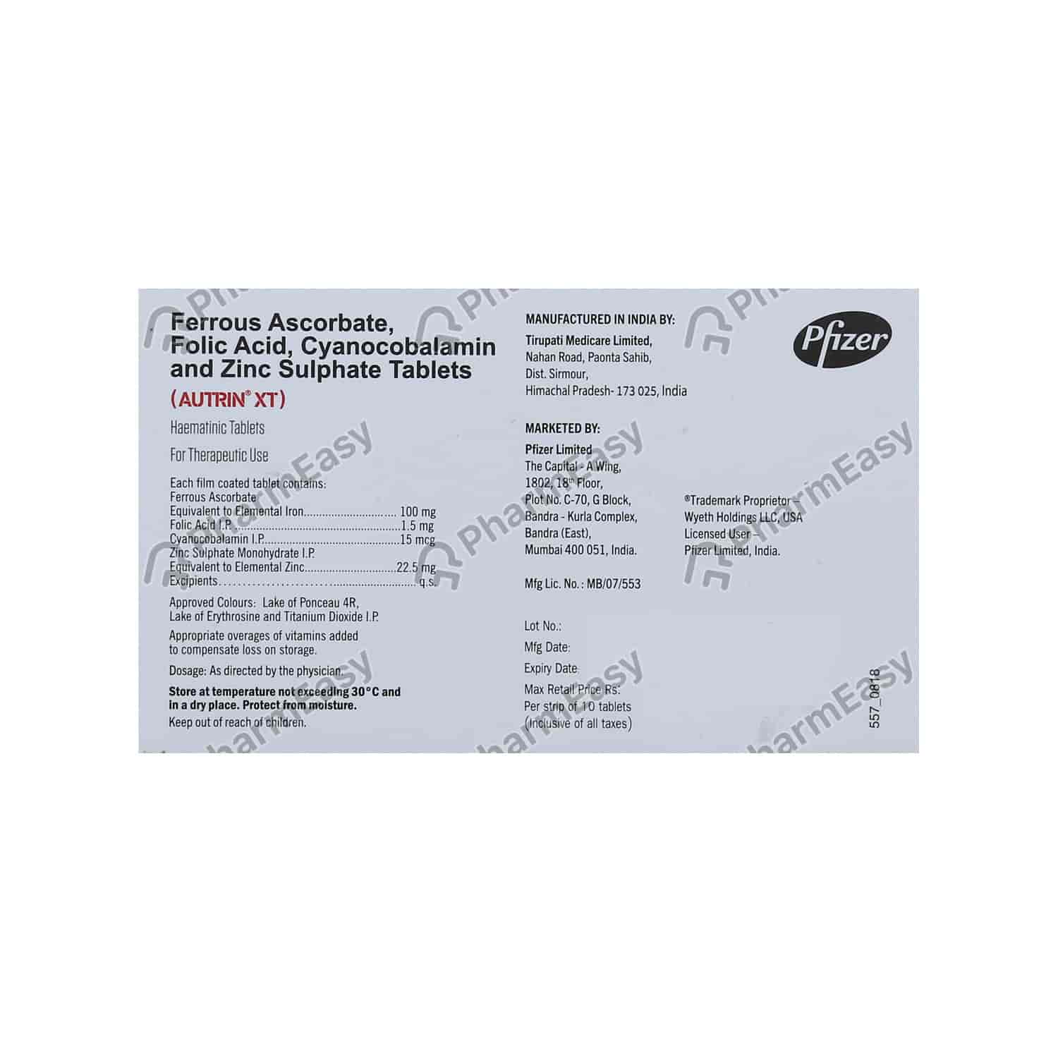 Autrin Xt Tablet 10'S - Uses, Side Effects, Dosage, Composition & Price ...