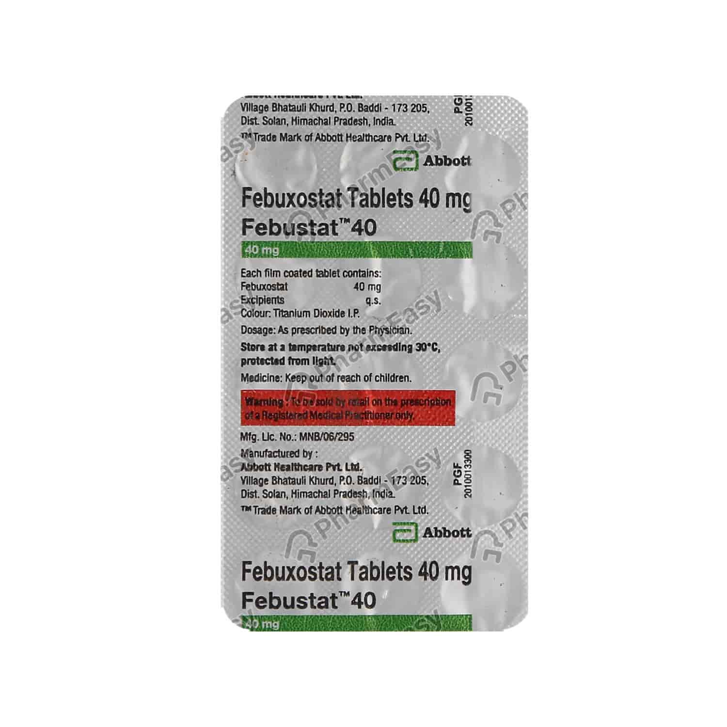 Febustat 40mg Tab 15'S - Uses, Side Effects, Dosage, Composition ...
