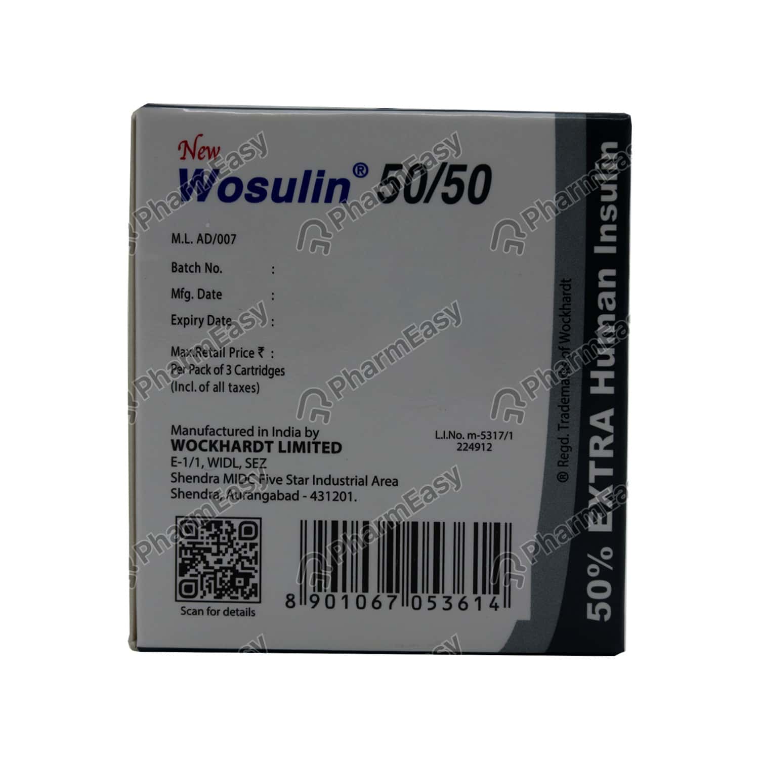 New Wosulin 50/50 100iu Cartridge 3*3ml - Uses, Side Effects, Dosage ...