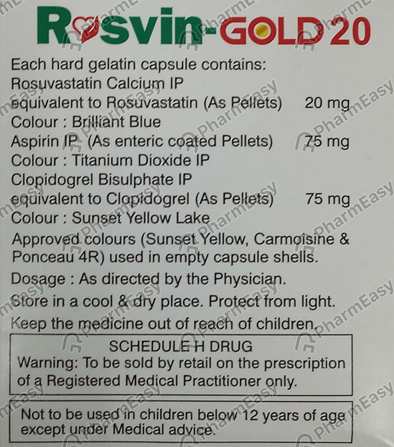 Rosvin Gold 20mg Strip Of 10 Capsules: Uses, Side Effects, Price ...