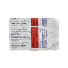 Zevert 16 MG Tablet (15) - Uses, Side Effects, Dosage, Composition ...