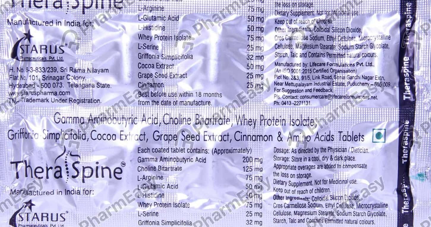 Buy Thera Spine Strip Of 10 Tablets Online at Flat 15% OFF | PharmEasy