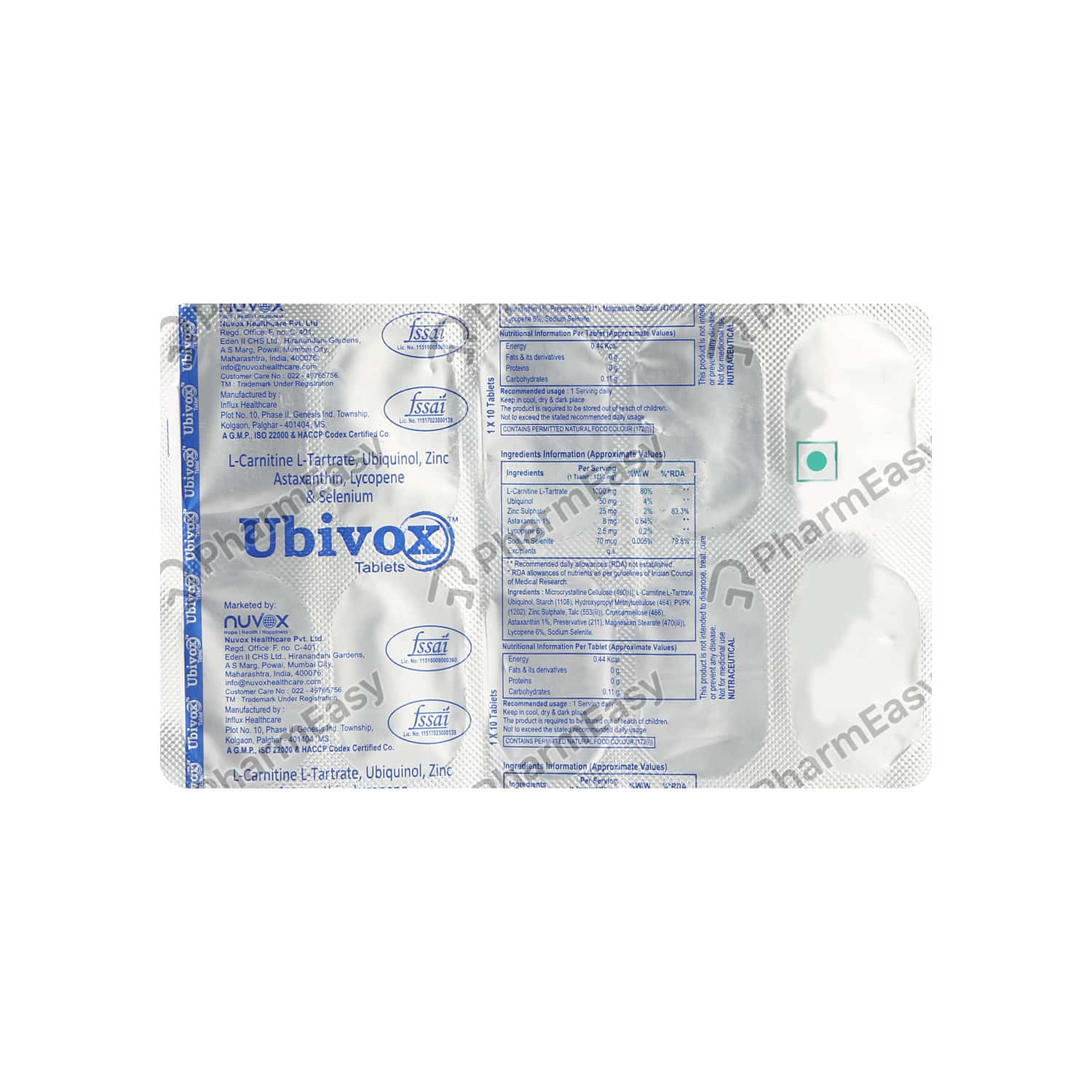 Buy Ubivox Strip Of 10 Tablets Online at Flat 15% OFF | PharmEasy
