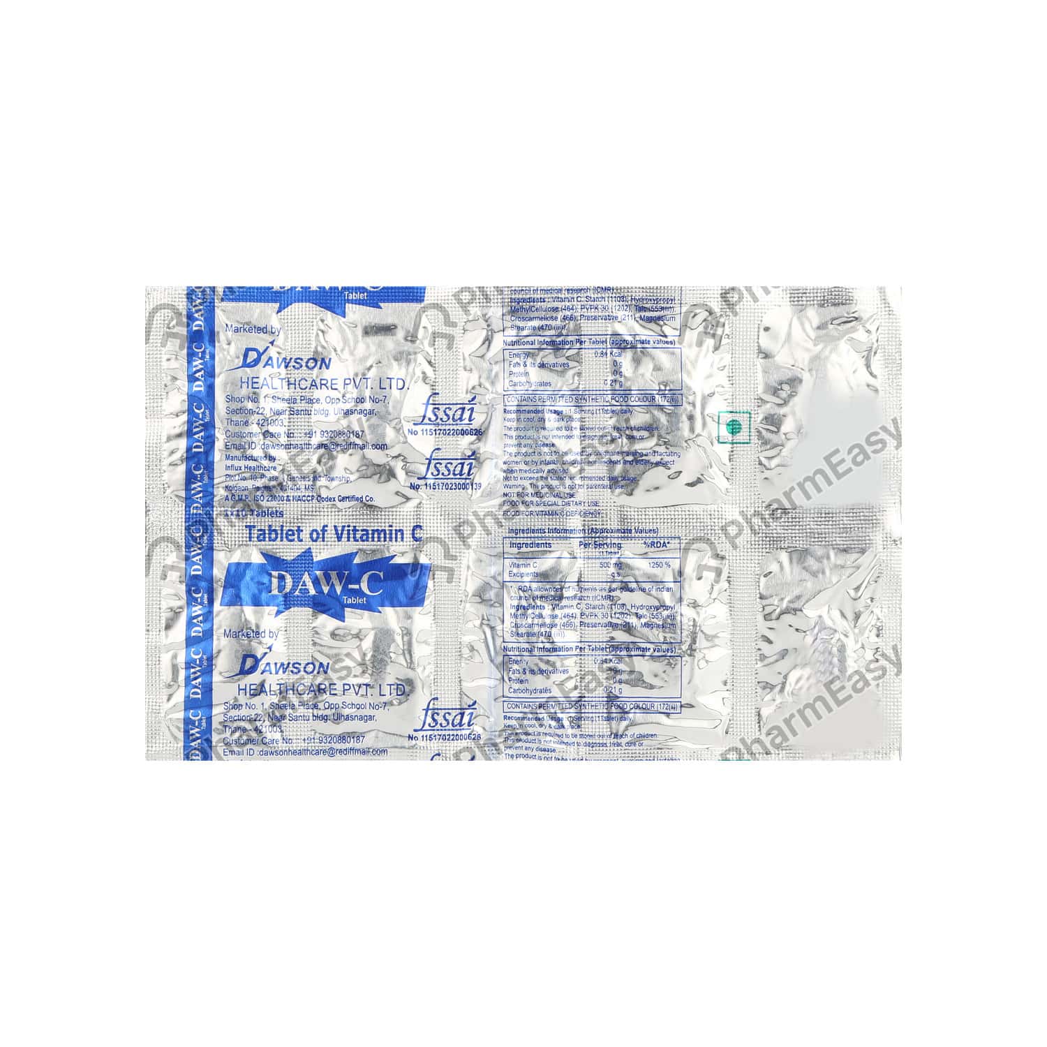 Daw C 500 MG Tablet (10) - Uses, Side Effects, Dosage, Composition ...