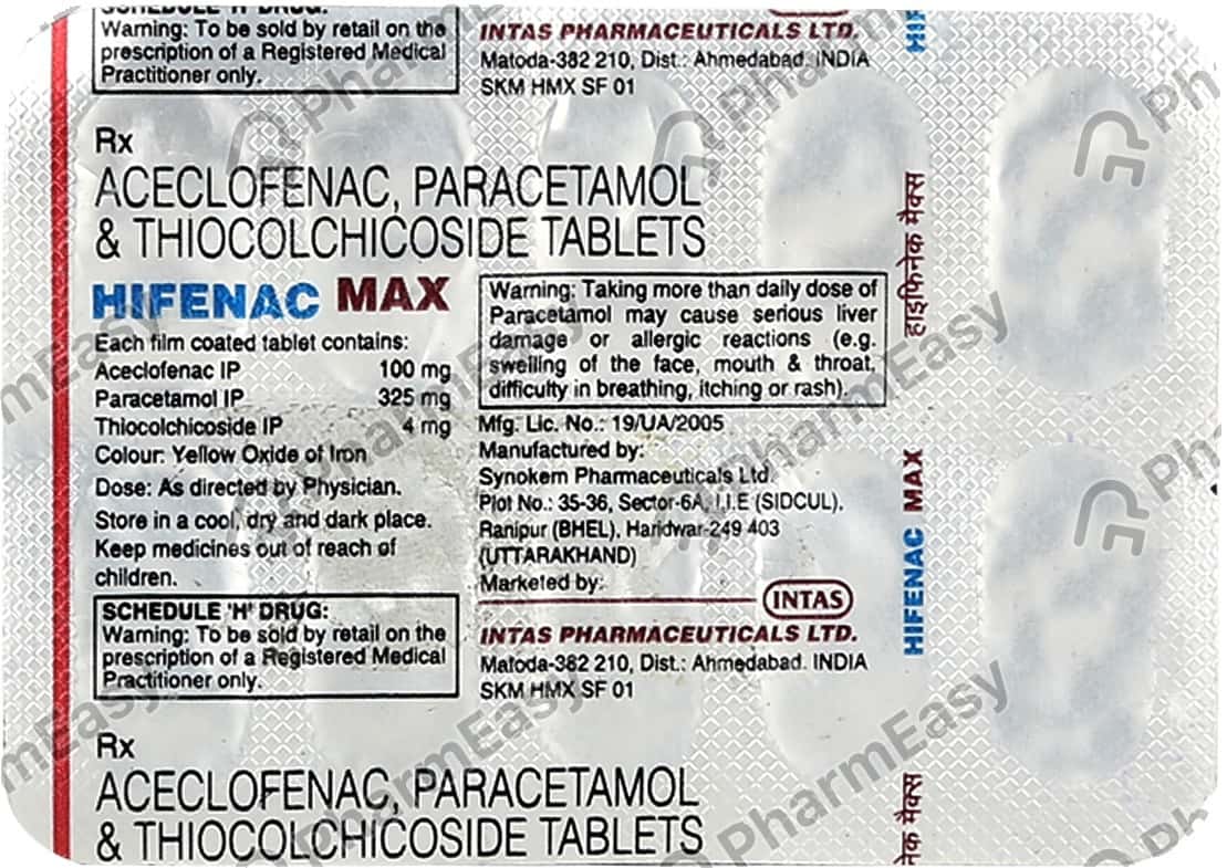 Hifenac Max Strip Of 10 Tablets: Uses, Side Effects, Price & Dosage ...