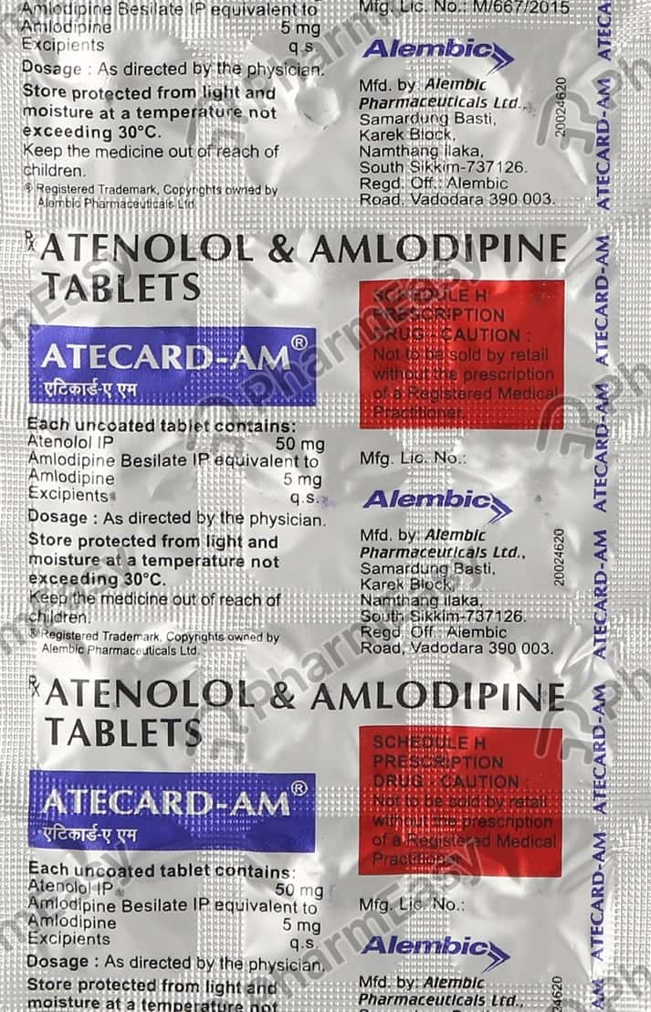 Atecard Am Strip Of 15 Tablets: Uses, Side Effects, Price & Dosage ...