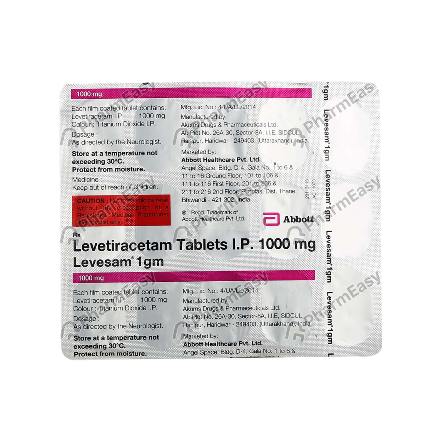 Buy Levesam 1 G Tablet (15) Online at Flat 18% OFF* | PharmEasy