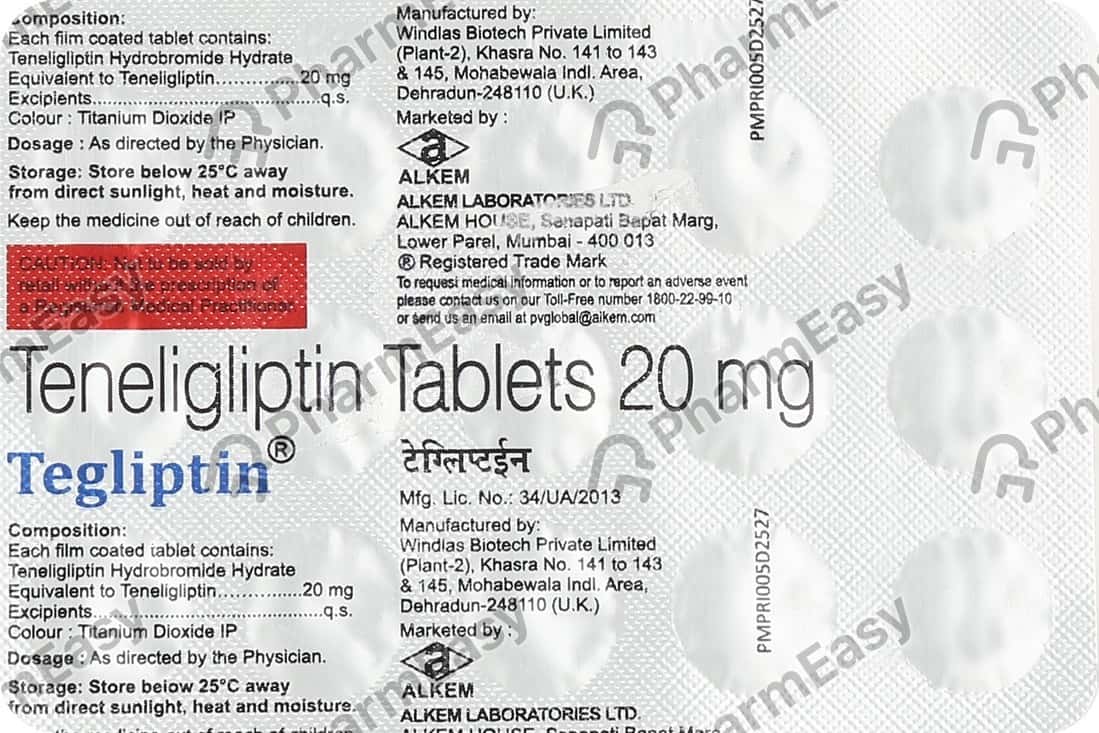 Tegliptin 20 MG Tablet (15): Uses, Side Effects, Price & Dosage | PharmEasy