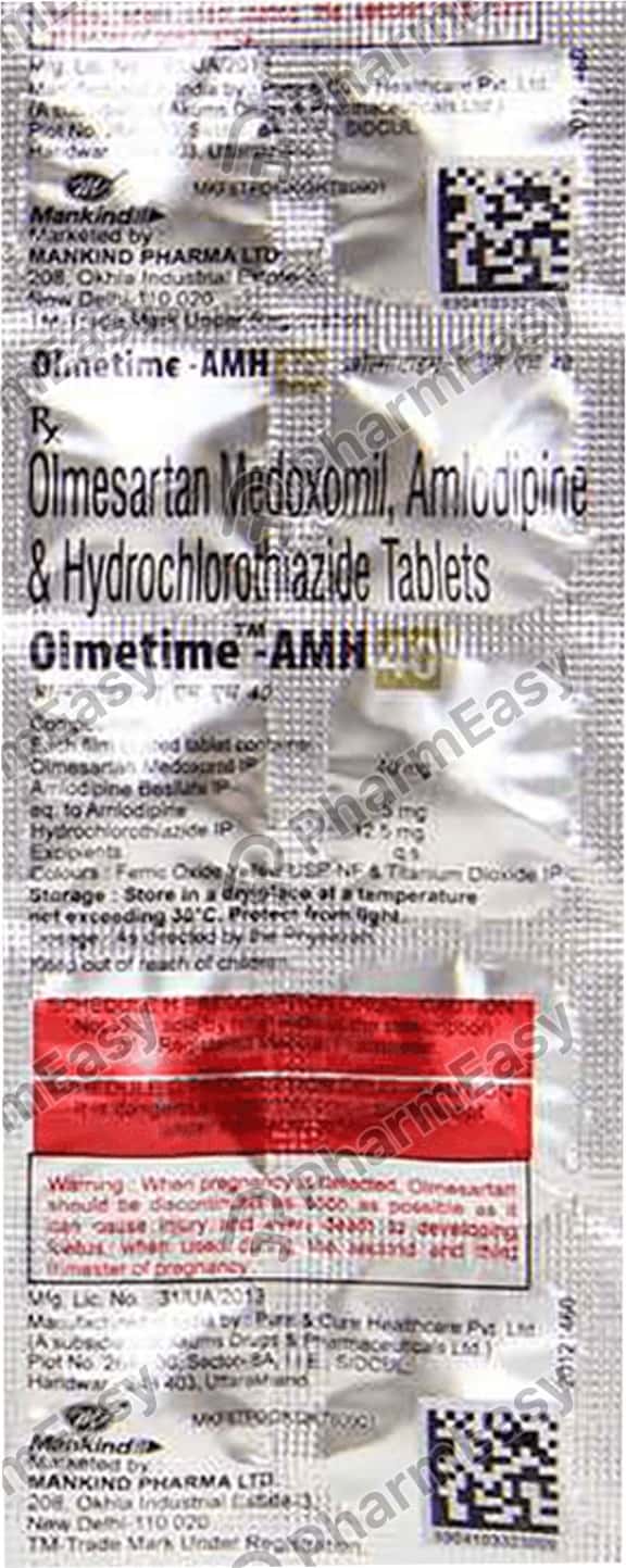 Olmetime Amh 40mg Strip Of 10 Tablets: Uses, Side Effects, Price ...