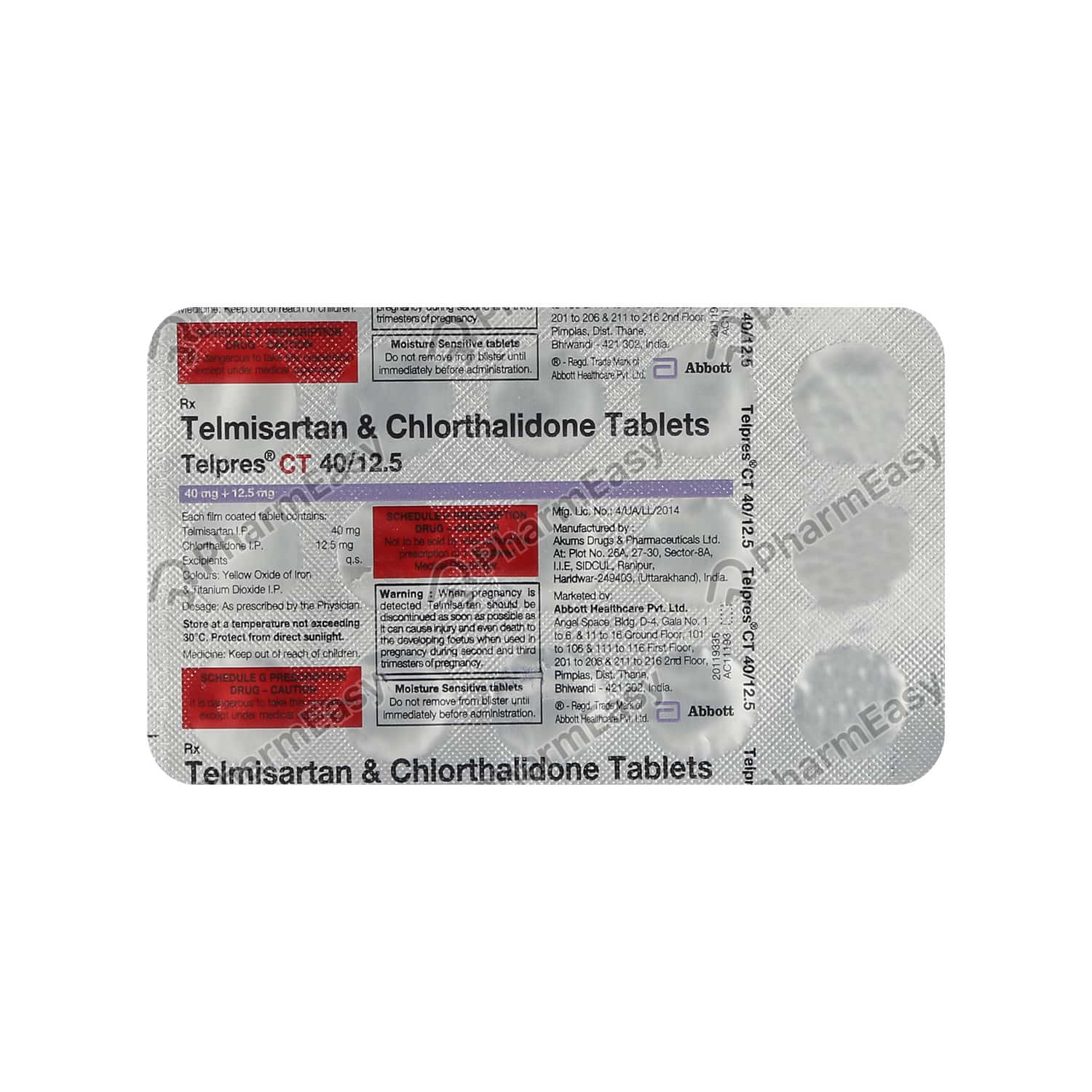 Telpres Ct 40/12.5mg Tab 15'S - Uses, Side Effects, Dosage, Composition ...