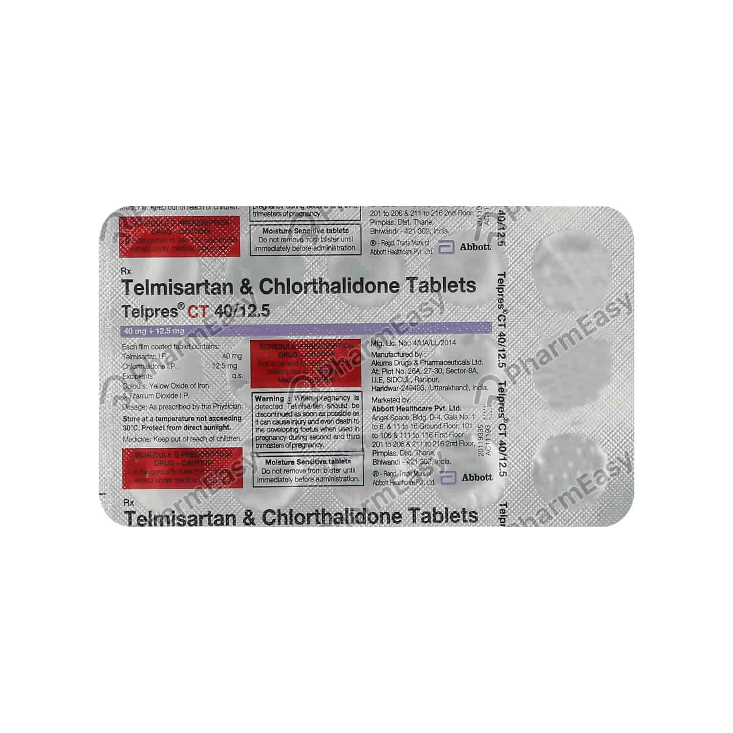 Telpres Ct 40/12.5mg Tab 15'S - Uses, Side Effects, Dosage, Composition ...