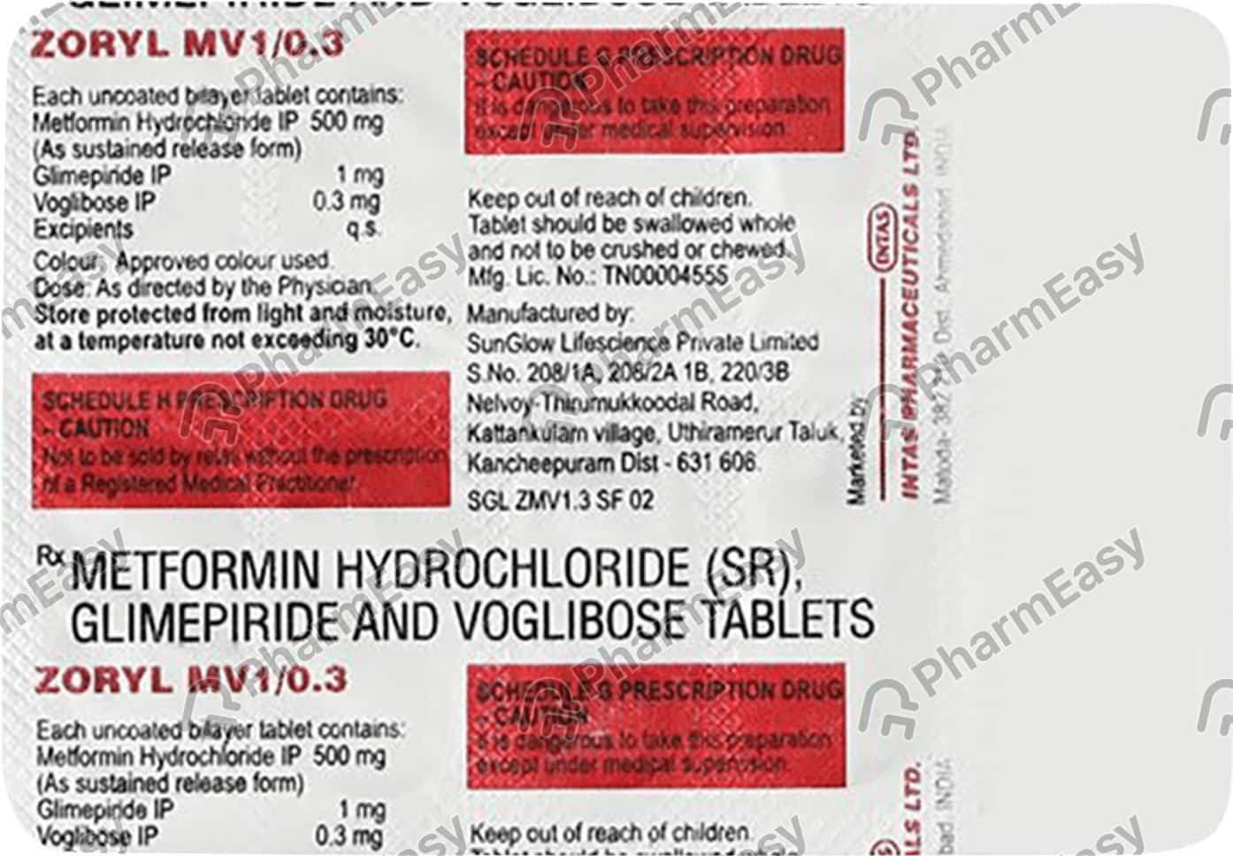 Zoryl Mv 1/0.3mg Strip Of 10 Tablets: Uses, Side Effects, Price & Dosage | PharmEasy