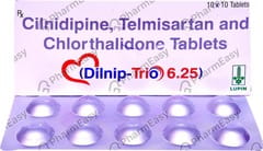 Dilnip Trio 6.25mg Strip Of 10 Tablets: Uses, Side Effects, Price ...