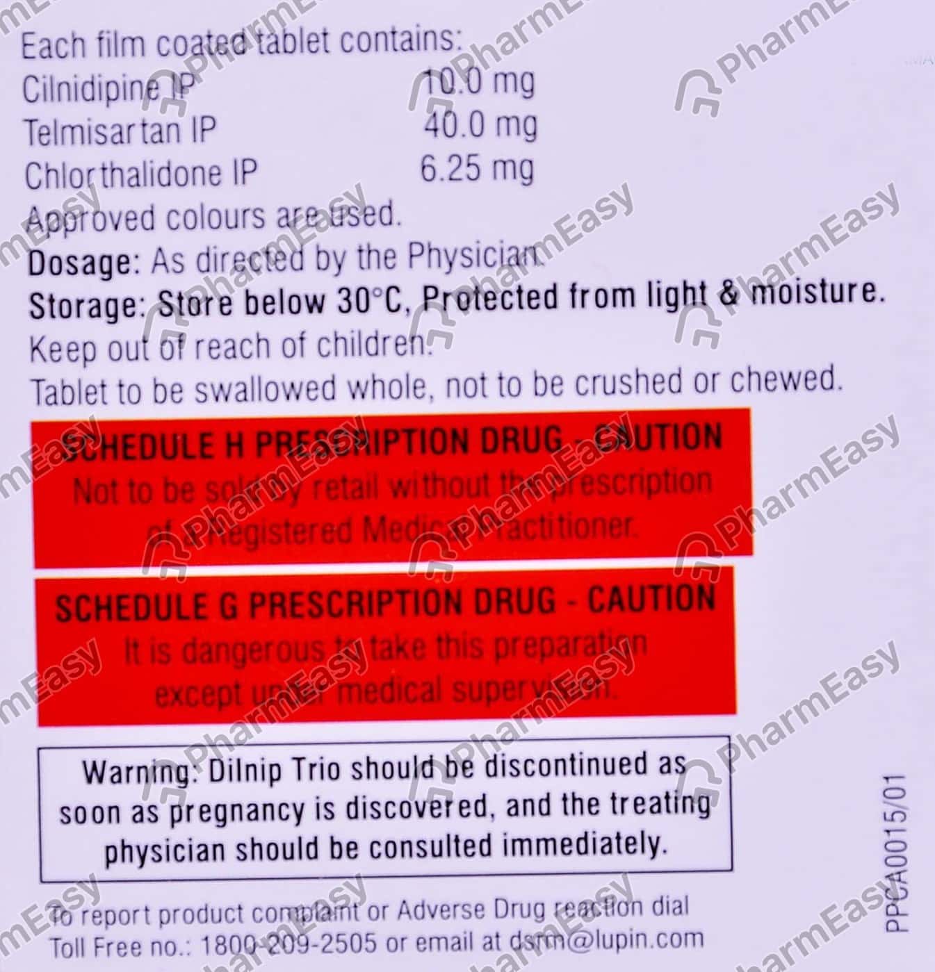 Dilnip Trio 6.25mg Strip Of 10 Tablets: Uses, Side Effects, Price ...