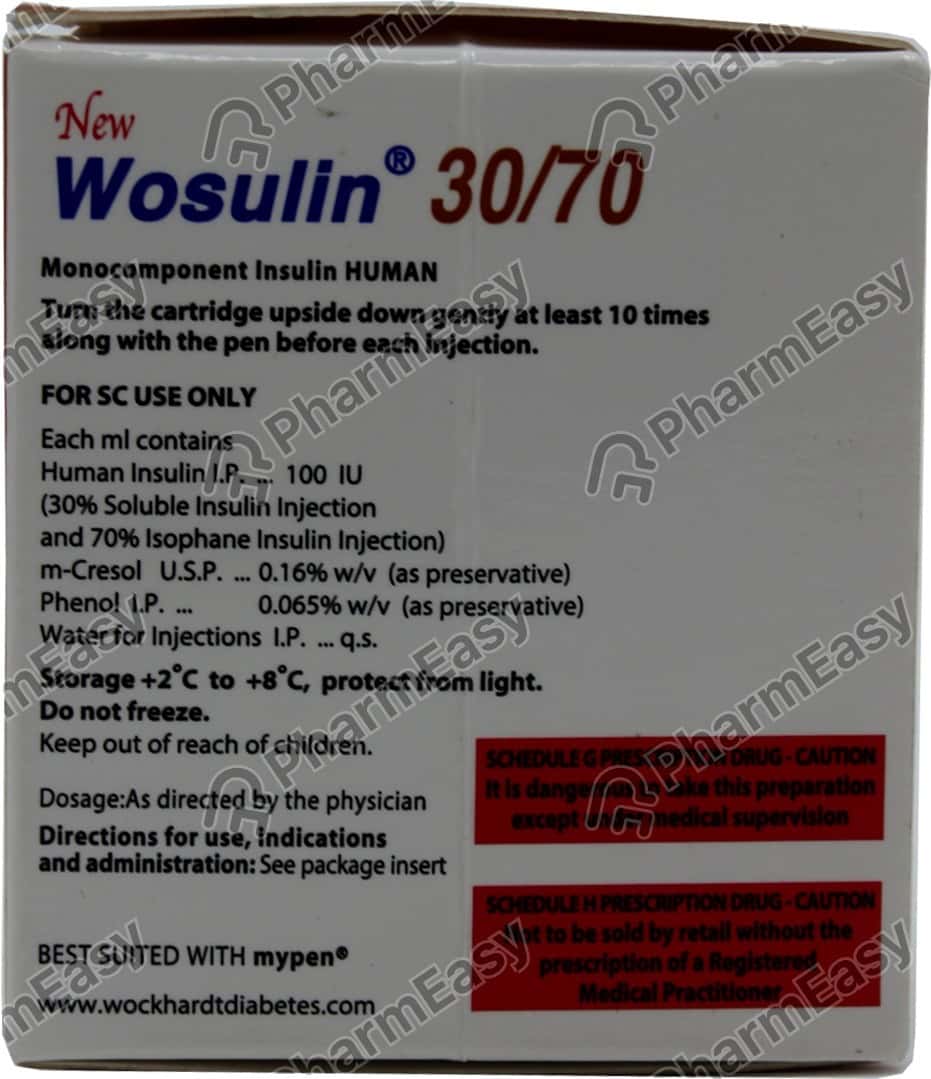 Wosulin 100 IU/ML Injection (9): Uses, Side Effects, Price & Dosage ...