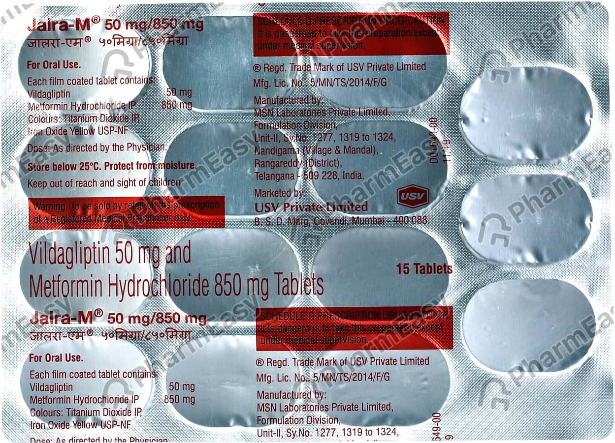 Jalra M 50mg/850mg Strip Of 15 Tablets: Uses, Side Effects, Price ...