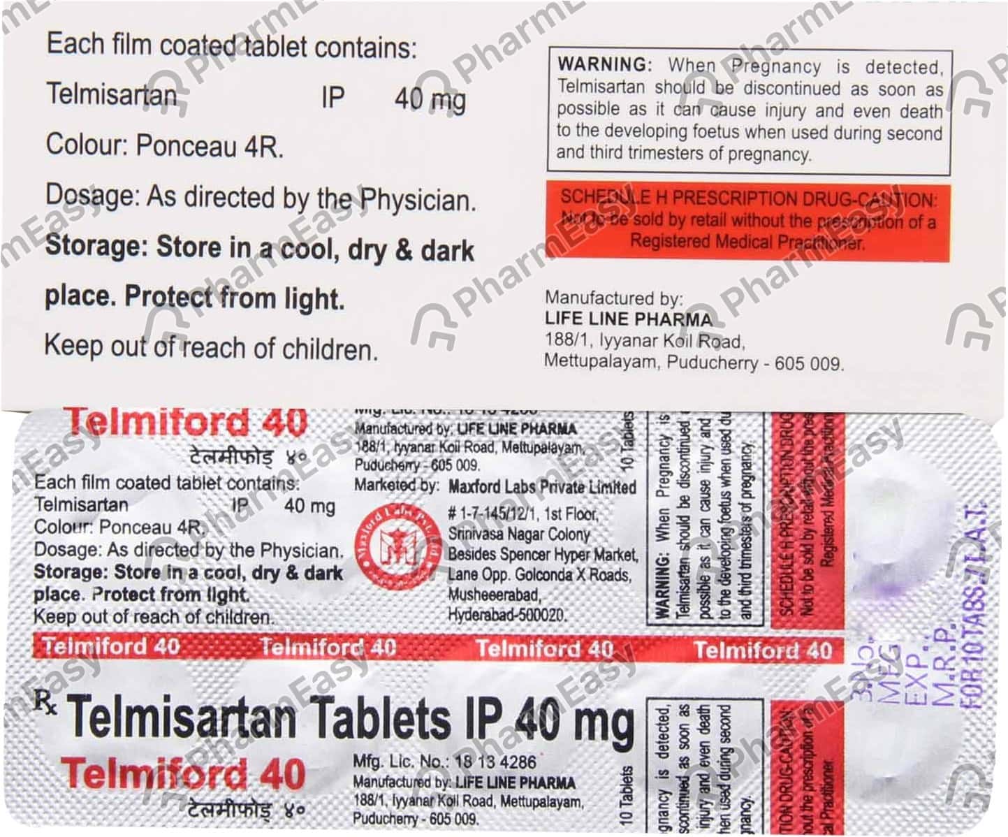 Telmiford 40 MG Tablet (10): Uses, Side Effects, Price & Dosage | PharmEasy