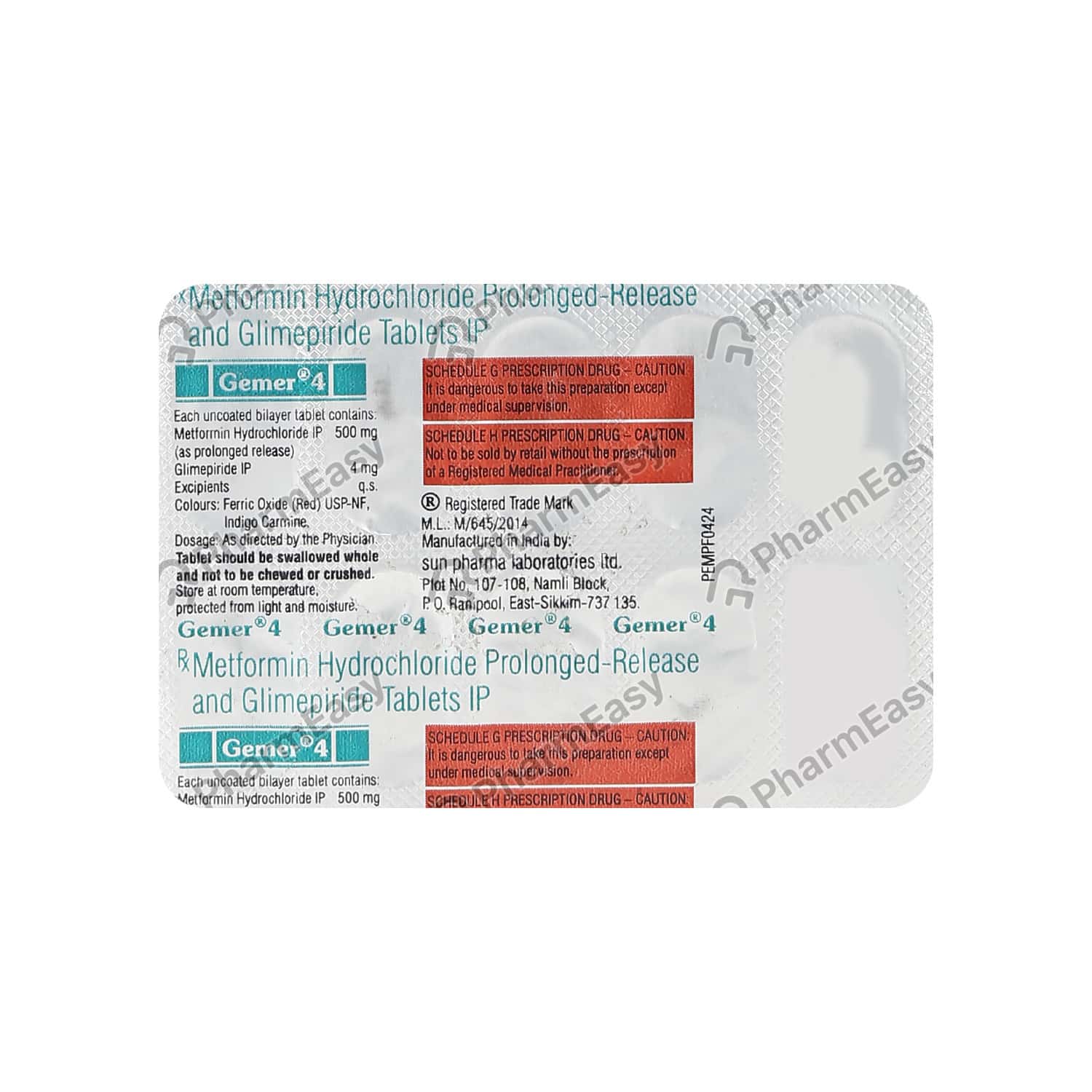 Gemer 4mg Tab 10'S - Uses, Side Effects, Dosage, Composition & Price ...