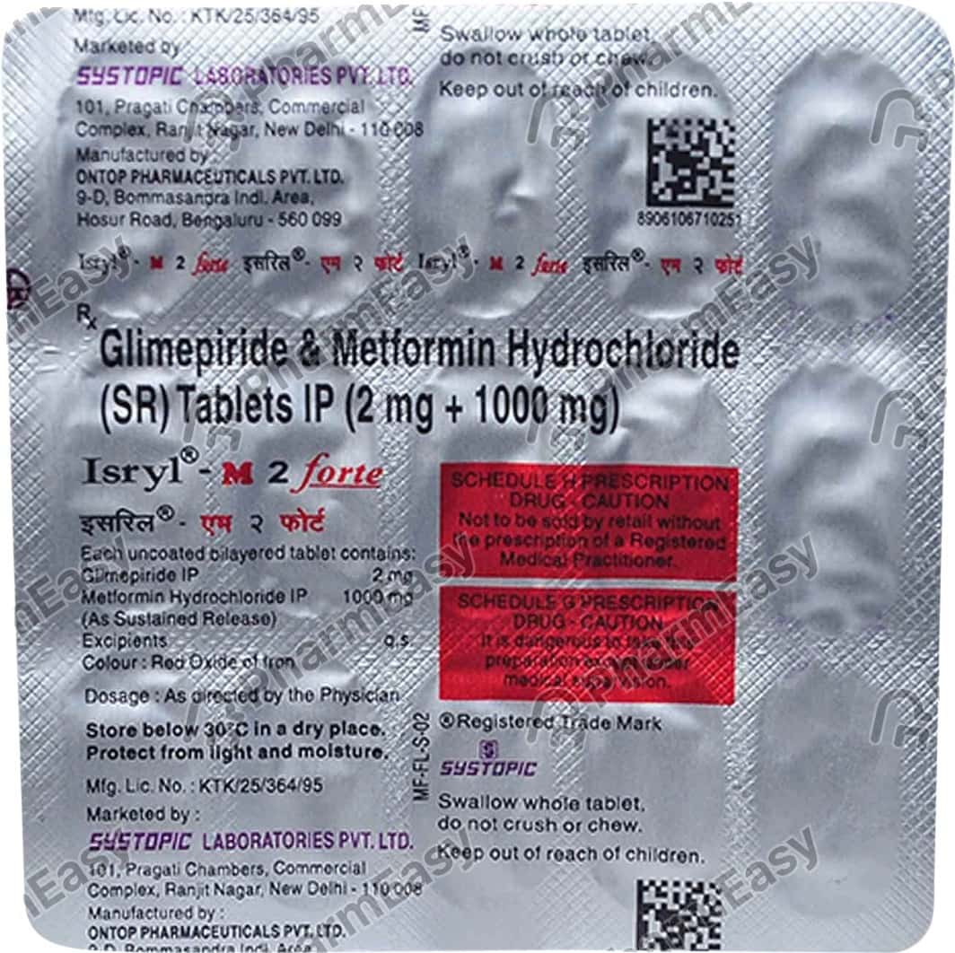Isryl M 2mg Forte Strip Of 15 Tablets: Uses, Side Effects, Price ...