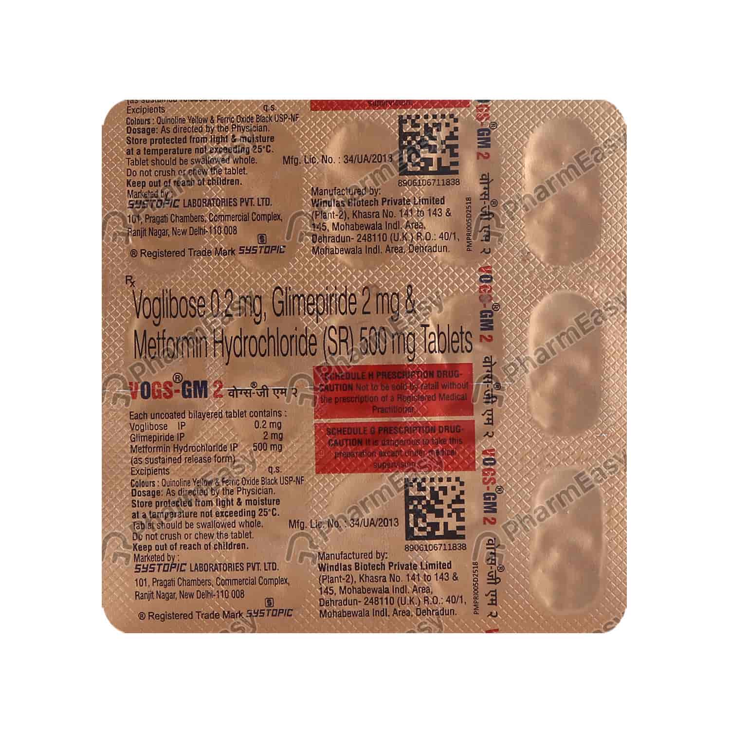 Buy Vogs Gm 2/0.2/500mg Tab 15'S Online at flat 15% off | PharmEasy