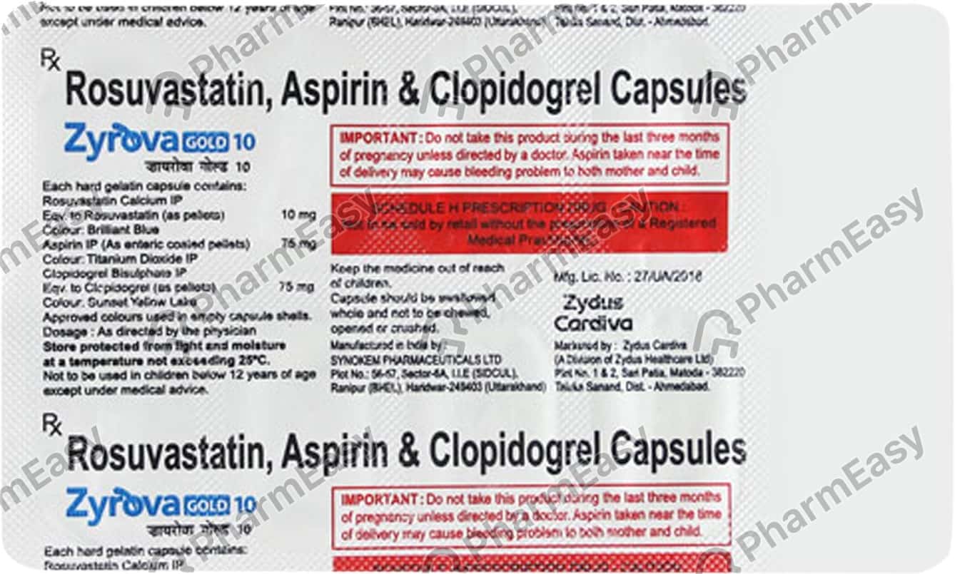 Zyrova Gold 10mg Strip Of 10 Capsules: Uses, Side Effects, Price ...