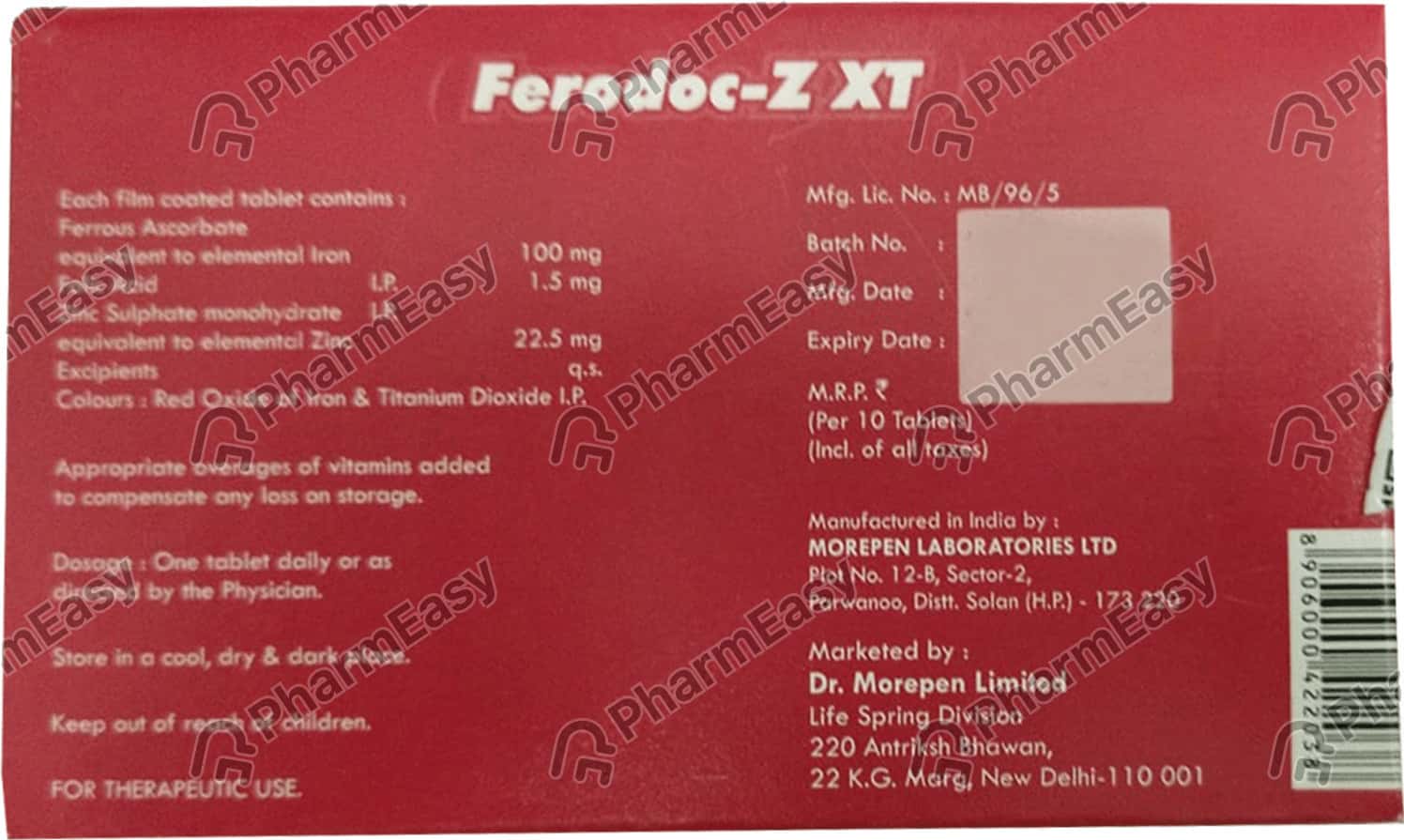 Ferodoc Z Xt Strip Of 10 Tablets: Uses, Side Effects, Price & Dosage ...