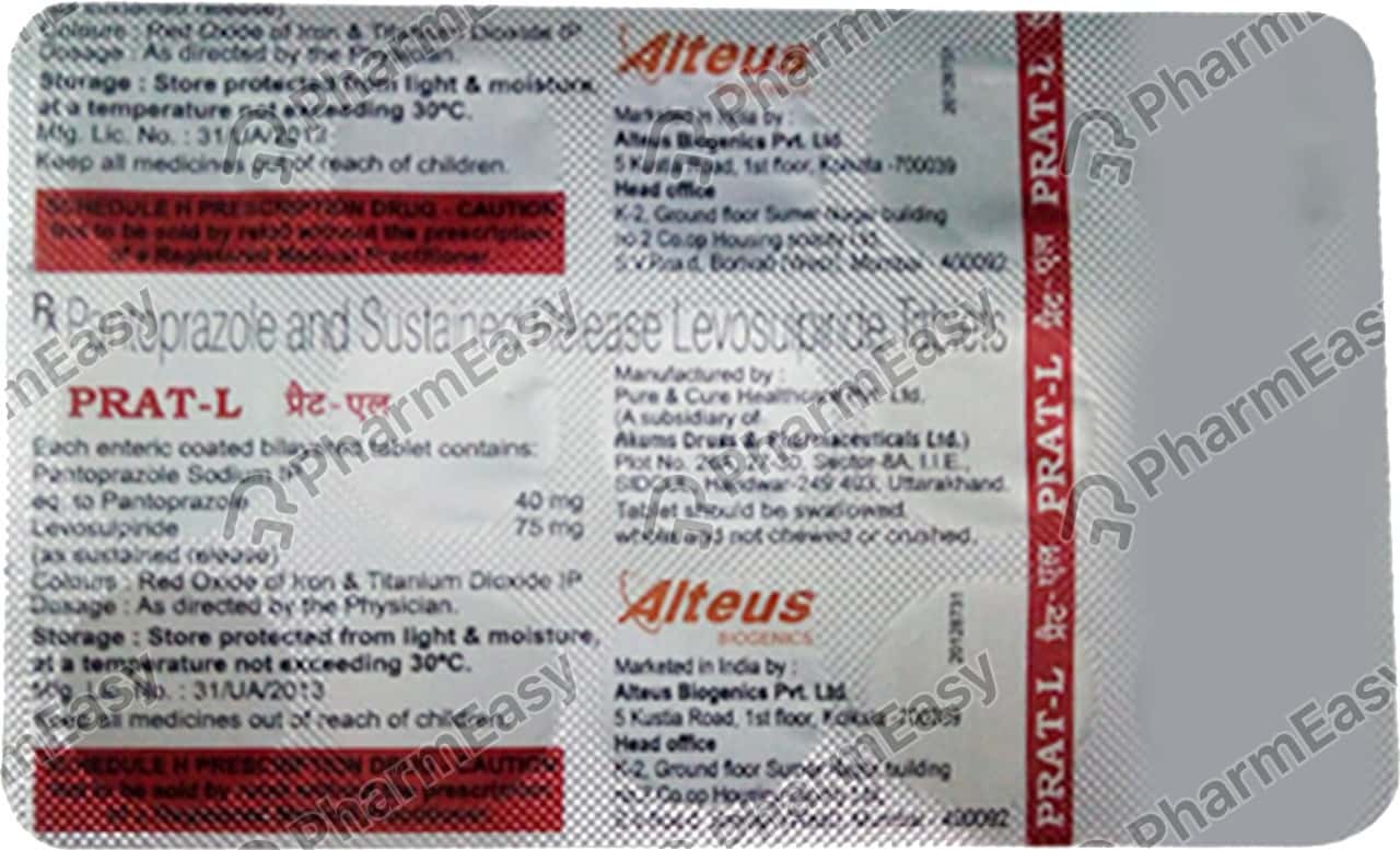 Prat L Strip Of 10 Tablets: Uses, Side Effects, Price & Dosage | PharmEasy