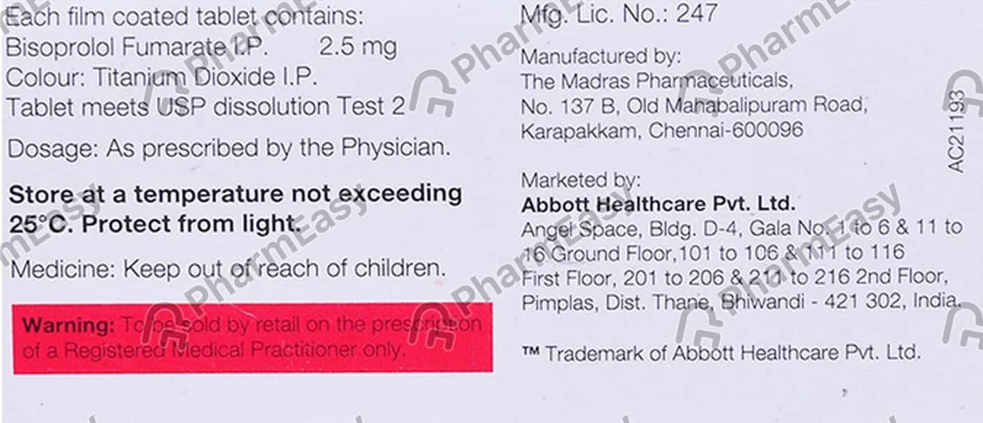 Bisosafe 2.5 MG Tablet (10): Uses, Side Effects, Price & Dosage | PharmEasy