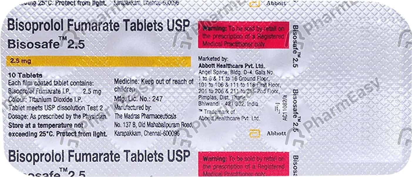 Bisosafe 2.5 MG Tablet (10): Uses, Side Effects, Price & Dosage | PharmEasy