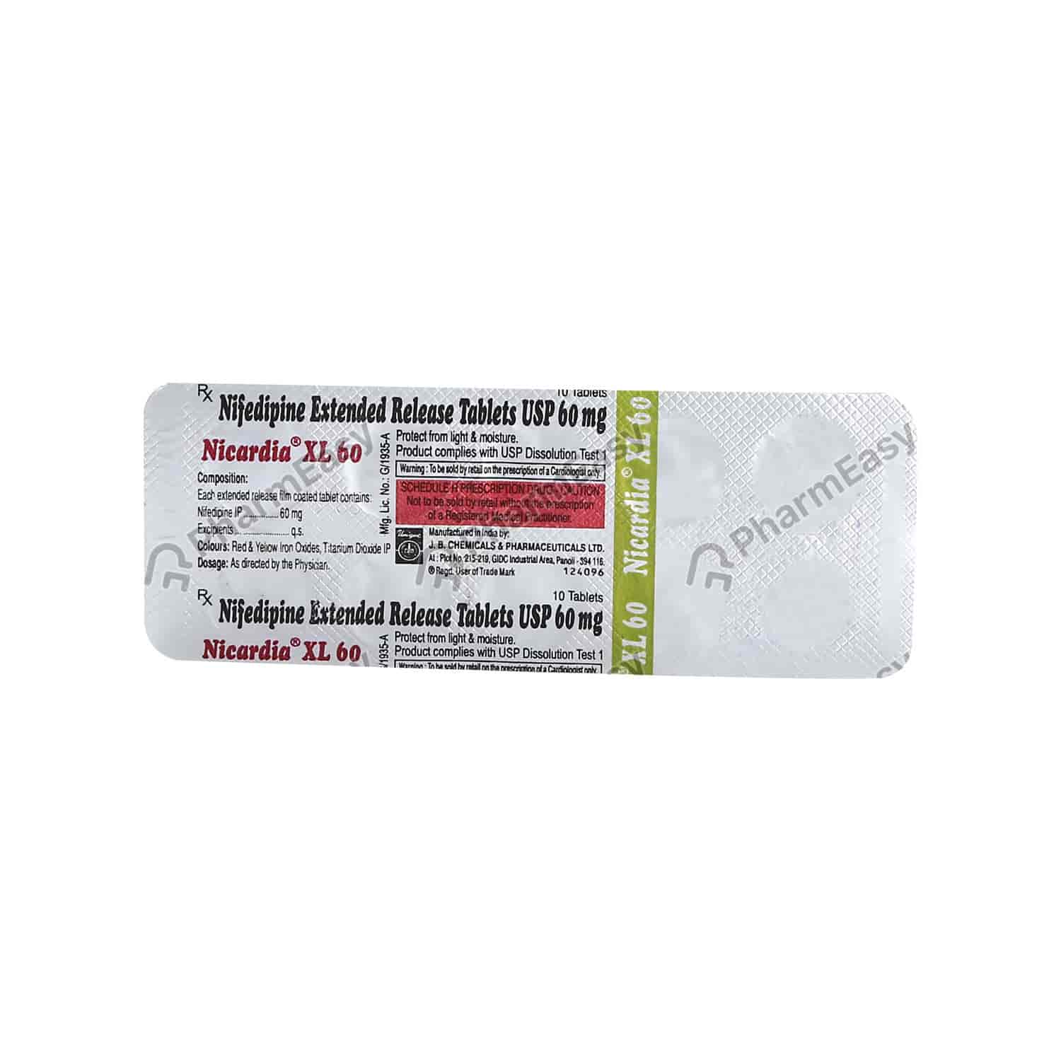 Buy Nicardia Xl 60 Mg Tablet 10'S Online at Flat 18% OFF* | PharmEasy
