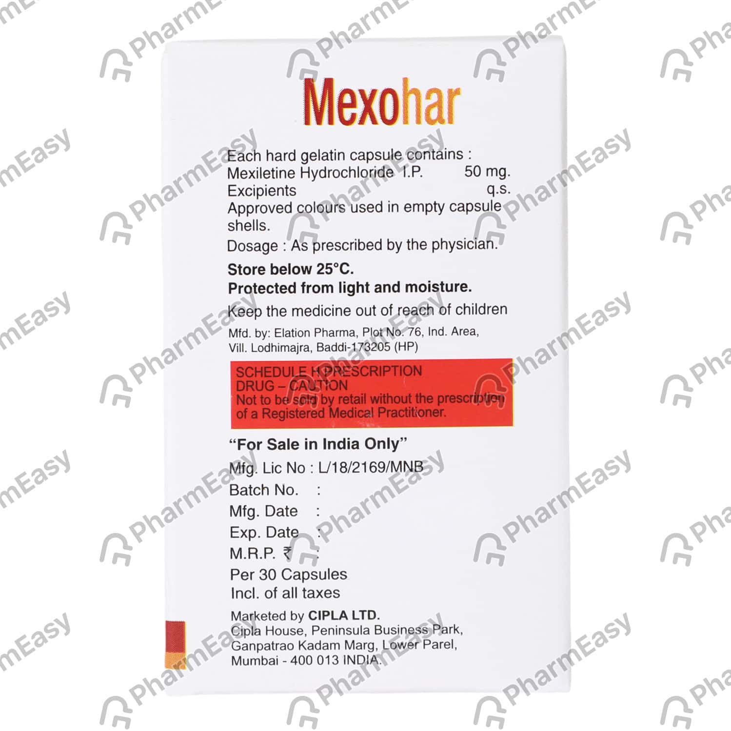 Mexohar 50 MG Capsule (30): Uses, Side Effects, Price & Dosage | PharmEasy