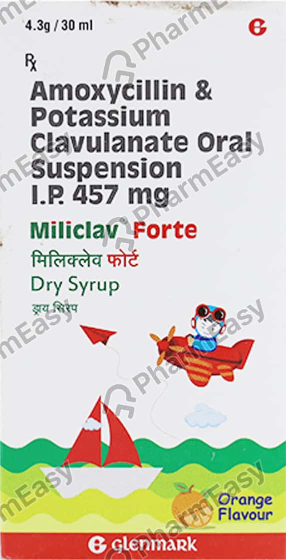 Miliclav Forte Orange Flavour Bottle Of 30ml Dry Syrup: Uses, Side ...