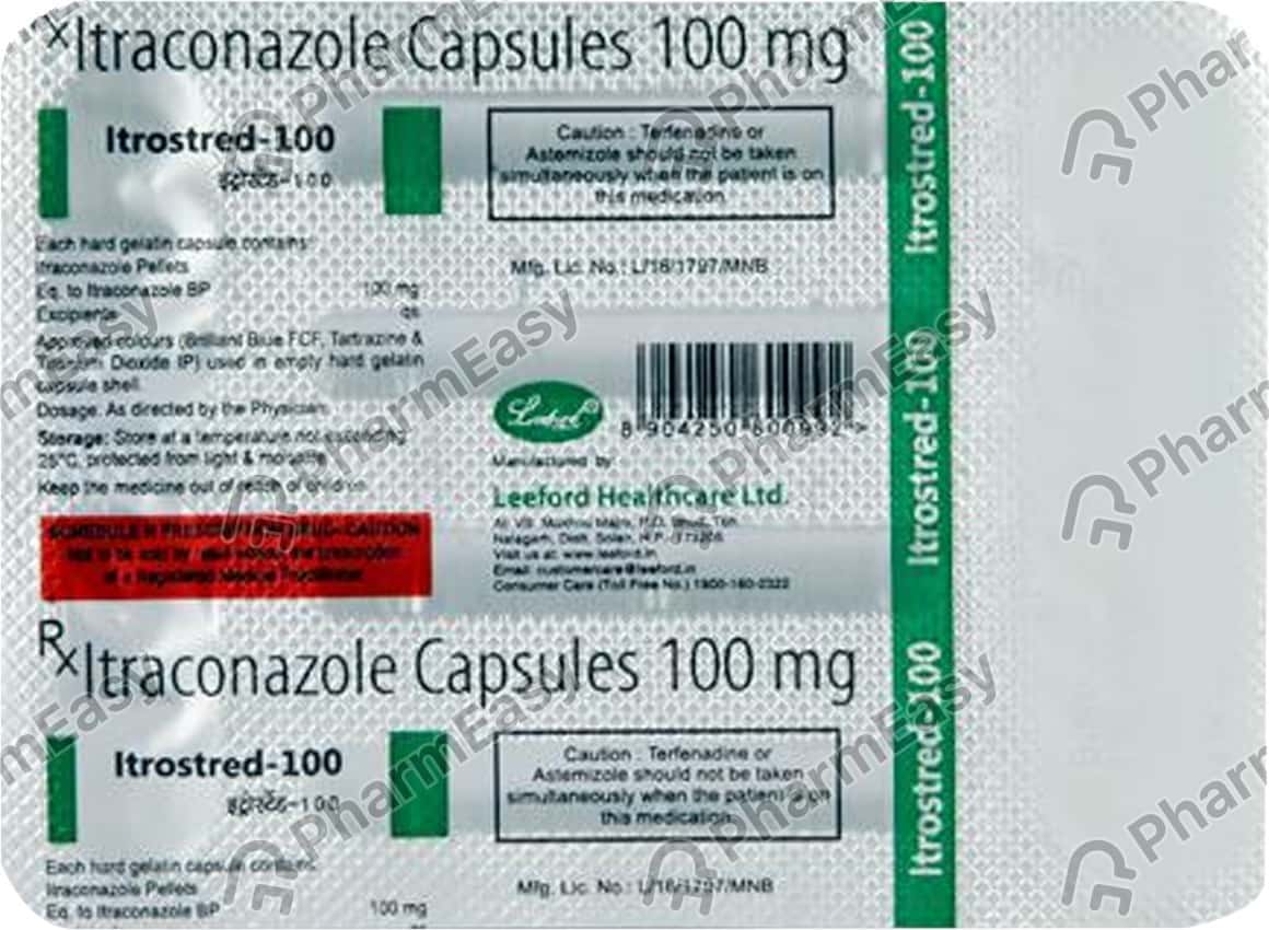 Itrostred 100 MG Capsule (10): Uses, Side Effects, Price, Dosage ...