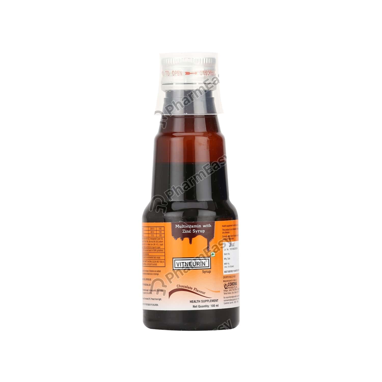 Buy Vitneurin Chocolate Flavour Bottle Of 100ml Syrup Online at Flat 15 ...