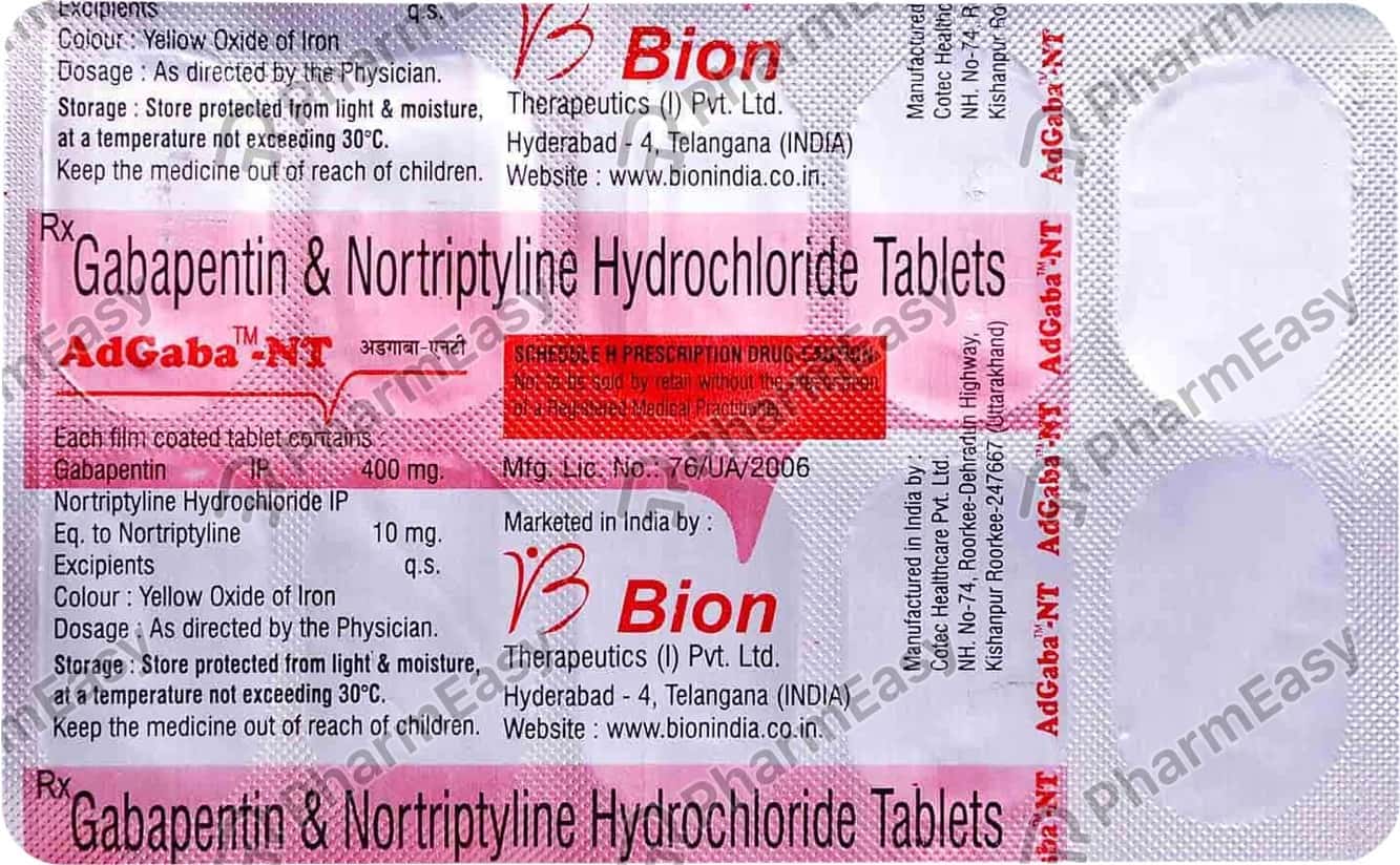 Adgaba Nt Strip Of 10 Tablets: Uses, Side Effects, Price & Dosage ...
