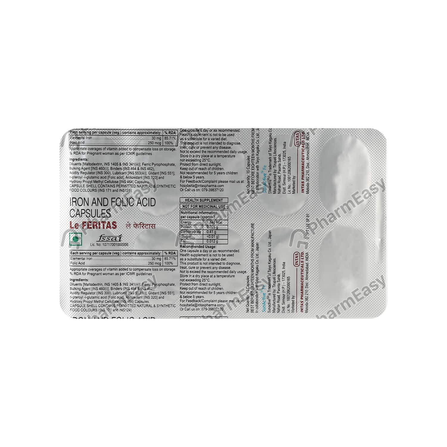 Le Feritas Cap 10'S - Uses, Side Effects, Dosage, Composition & Price ...