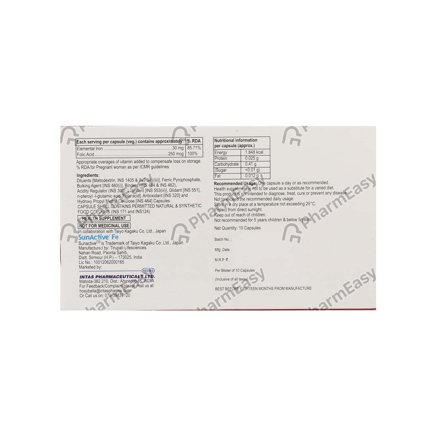 Le Feritas Cap 10'S - Uses, Side Effects, Dosage, Composition & Price ...