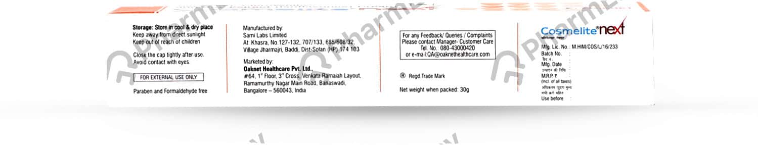 Buy COSMELITE NEXT CREAM 30GM Online & Get Upto 60% OFF at PharmEasy