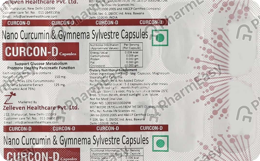 Buy CURCON D STRIP OF 10 CAPSULES Online & Get Upto 60% OFF at PharmEasy