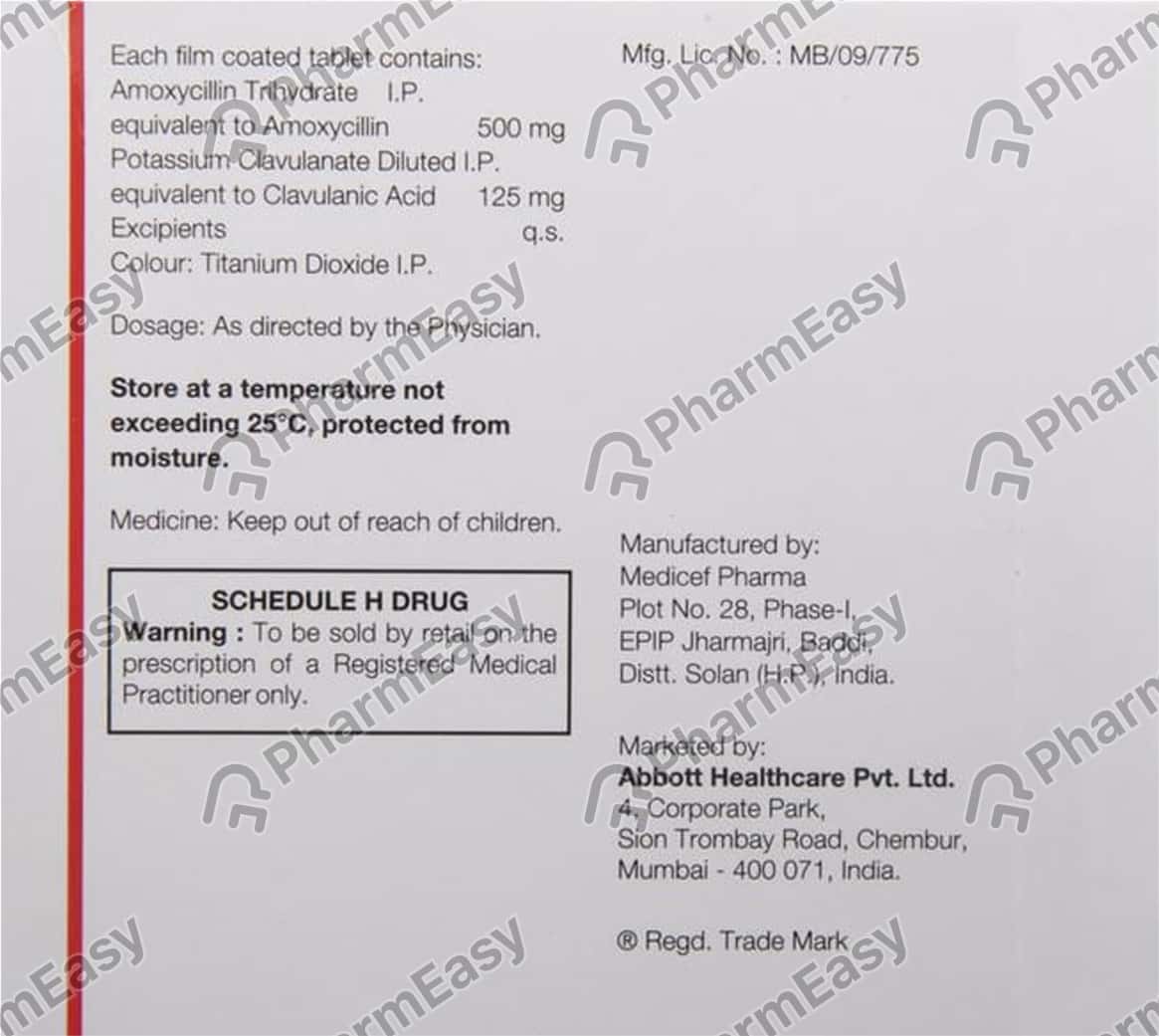 Uxiclav 625mg Strip Of 10 Tablets: Uses, Side Effects, Price & Dosage ...