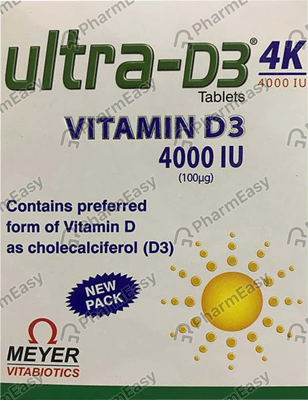Ultra D3 4000 IU Tablet (48): Uses, Side Effects, Price & Dosage ...