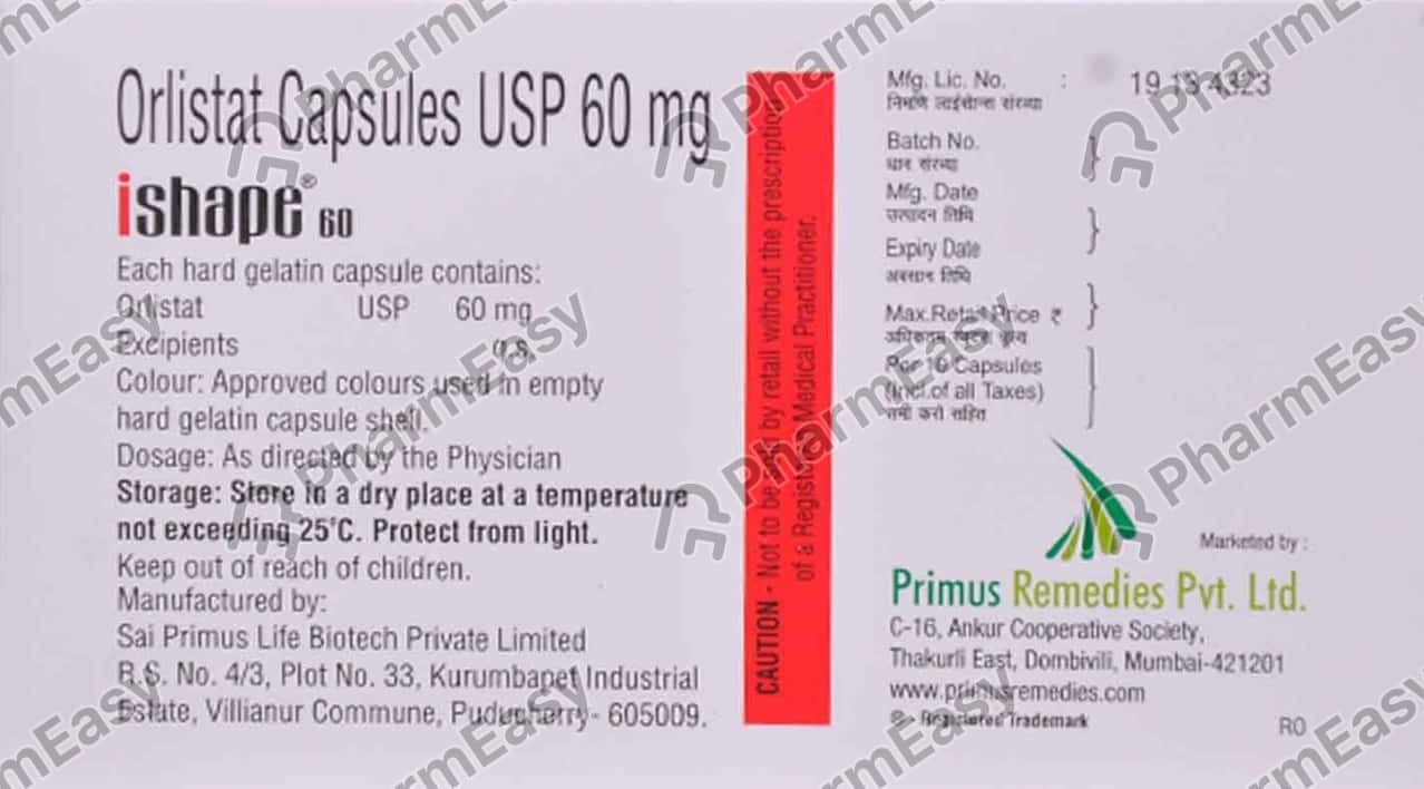Ishape 60 MG Capsule (10): Uses, Side Effects, Price & Dosage | PharmEasy