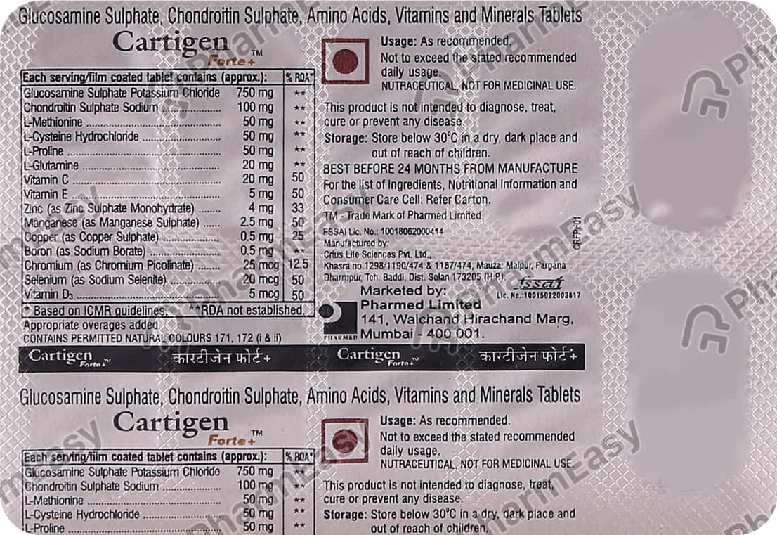 Buy CARTIGEN FORTE PLUS STRIP OF 10 TABLETS Online & Get Upto 60% OFF ...