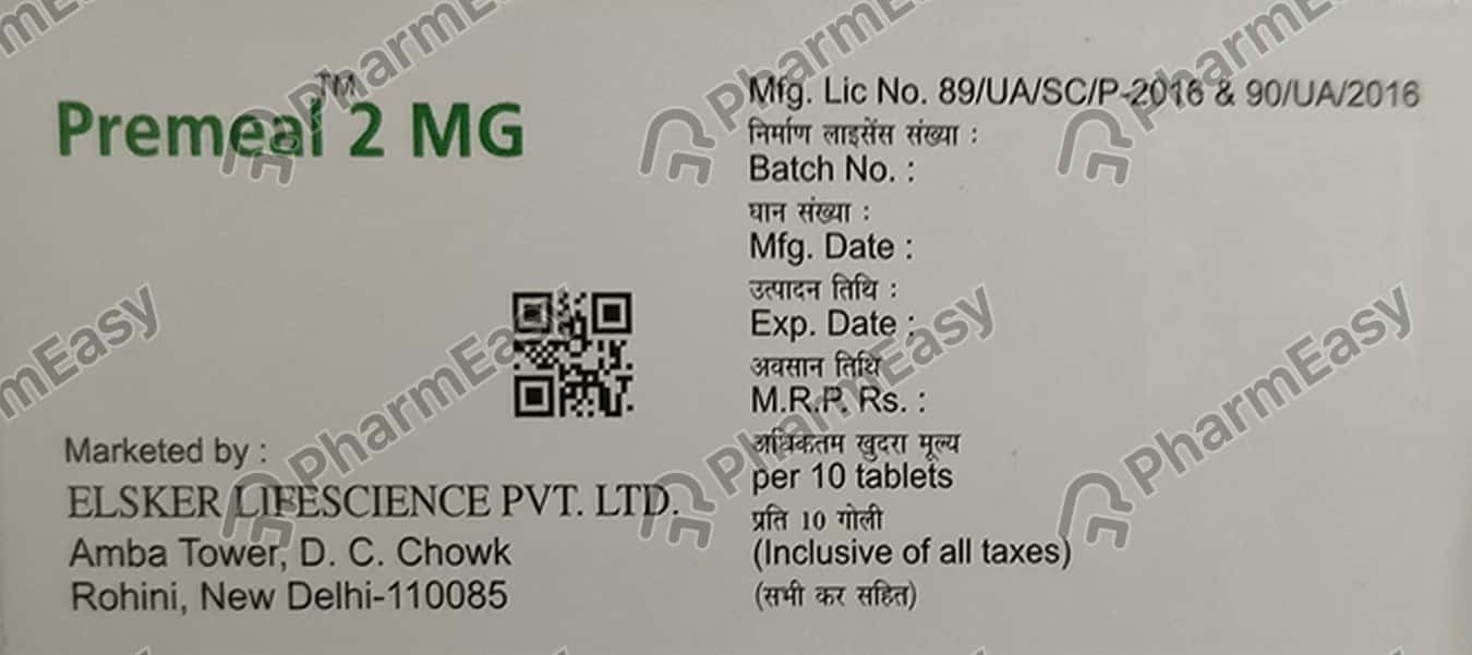 Premeal 2 MG Tablet (10): Uses, Side Effects, Price & Dosage | PharmEasy